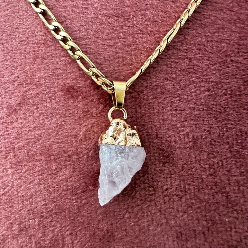 Ketting met ruwe edelsteen Rozenkwarts - Swan Market | Conceptstore ...