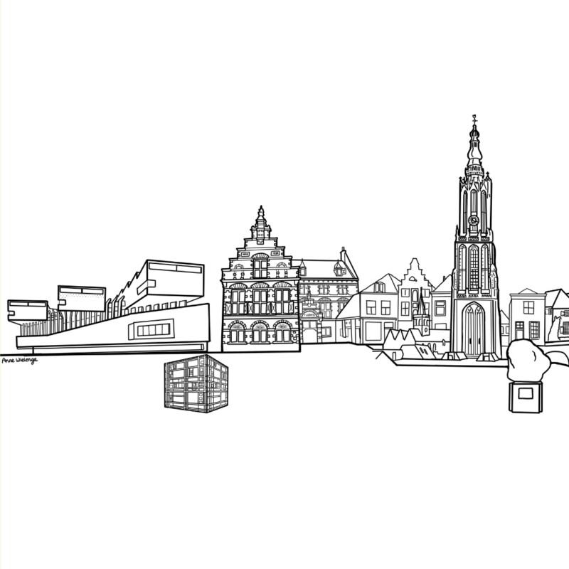 Tekening Skyline Utrecht - Swan Market | Conceptstore voor Creatieve Kado's